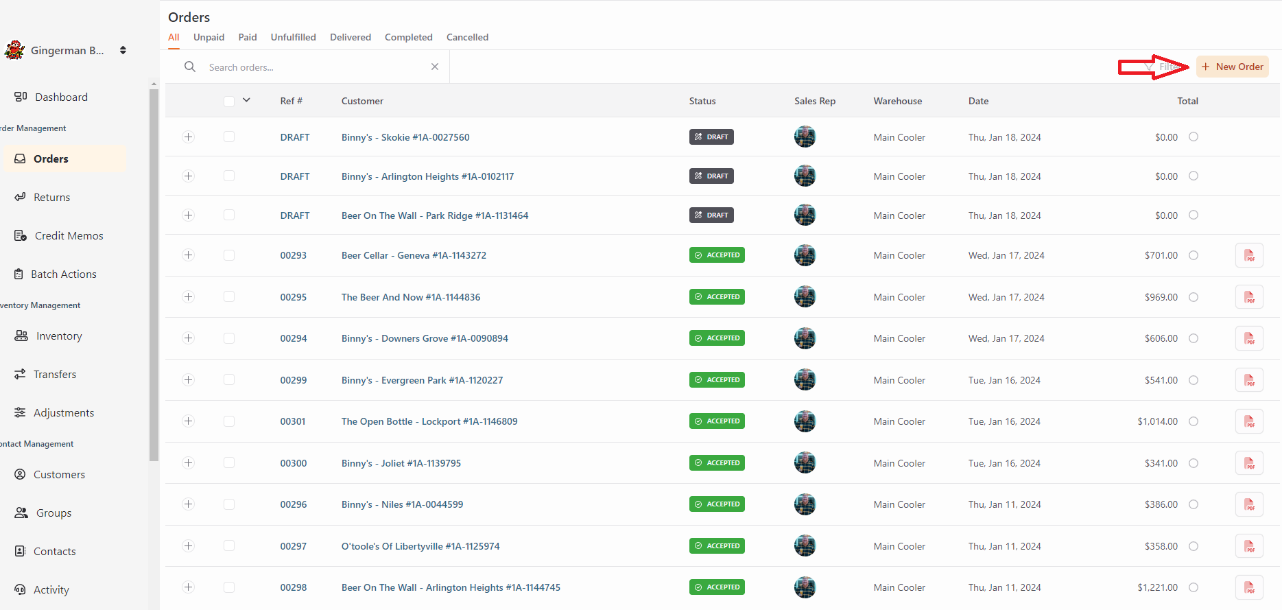 Creating an Order – Ollie Order Knowledge Base