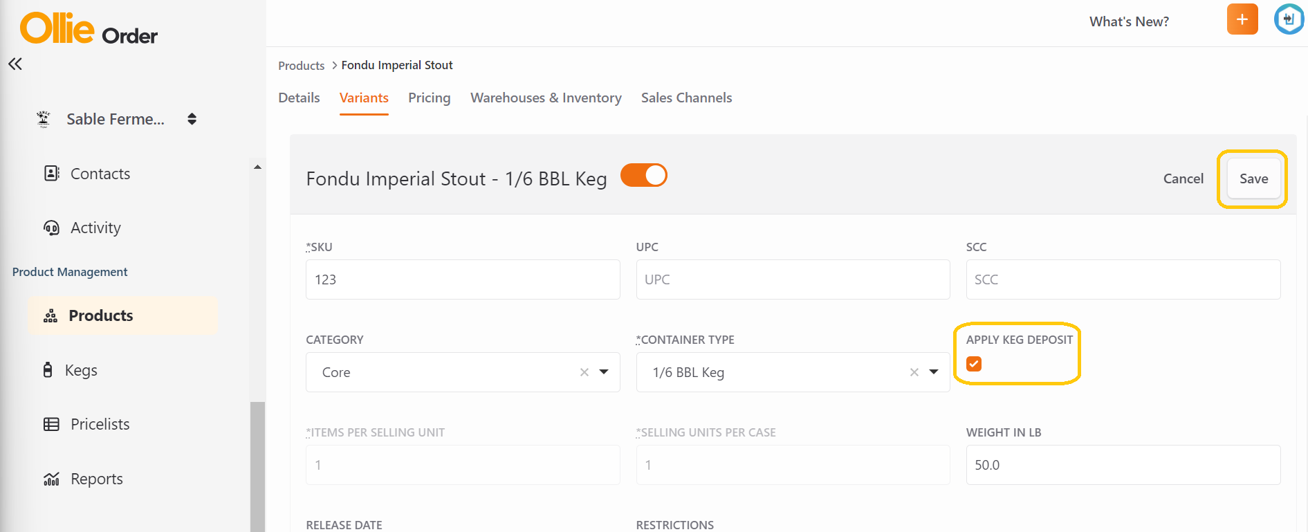 Keg Deposits, Returns, & Tracking – Ollie Order Knowledge Base