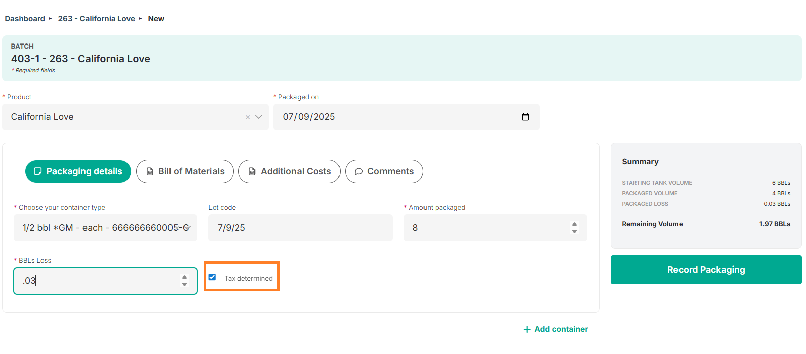 Tax Determination Settings & TTB Reporting – Ollie Order Knowledge Base